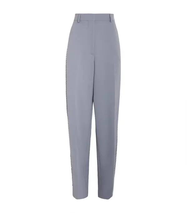 Stella McCartney Wool-stretch Straight Trousers With Chain Embellishments