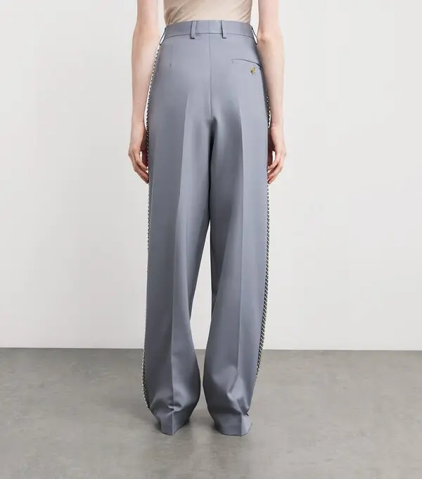 Stella McCartney Wool-stretch Straight Trousers With Chain Embellishments