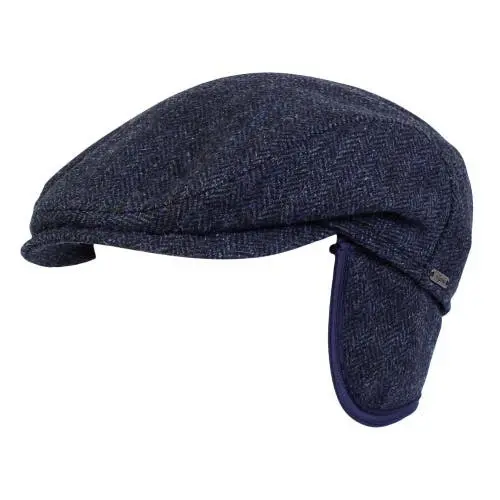 WIGENS Shetland Wool Ivy Cap With Earflaps - Navy