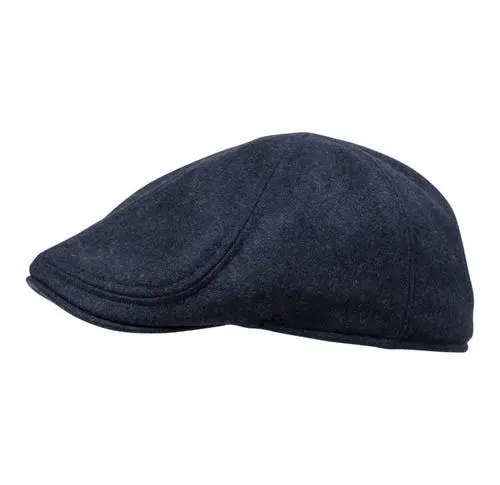WIGENS Classic Pub Cap With Quilted Lining - Blue Melange