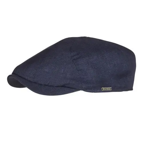 WIGENS Hopsack Linen Slim Newsboy Cap - Navy