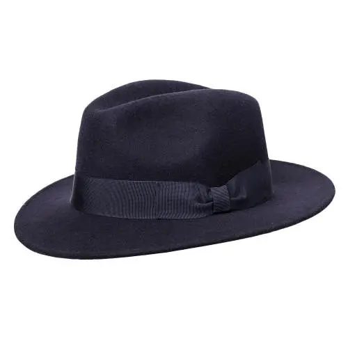 WIGENS Wool Fedora With Grosgrain Hatband - Navy