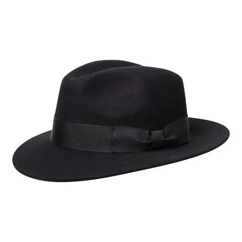 WIGENS Wool Fedora With Grosgrain Hatband - Navy