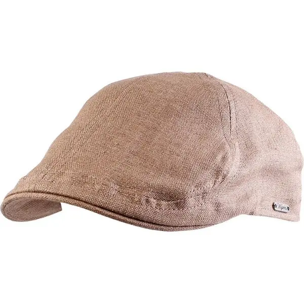WIGENS Linen Pub Cap With Curved Peak - Light Brown