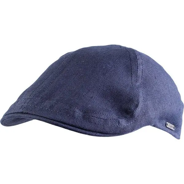 WIGENS Linen Pub Cap With Curved Peak - Navy