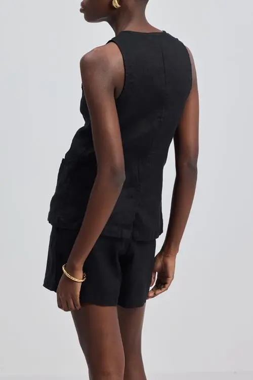 REISTOR Sleeveless Vest Jacket - Black