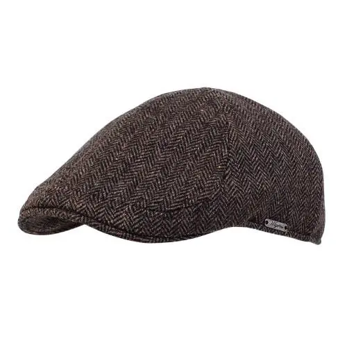 WIGENS Herringbone Shetland Pub Cap - Dark Brown