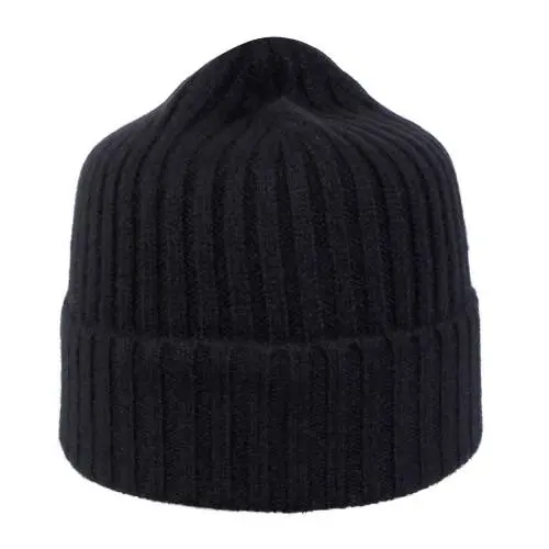 WIGENS Cashmere Ribbed Knit Beanie - Black