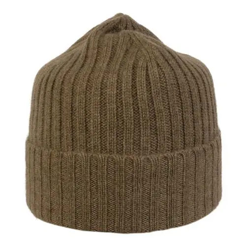 WIGENS Cashmere Ribbed Knit Beanie - Olive