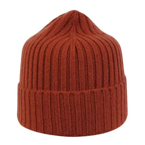 WIGENS Cashmere Ribbed Knit Beanie - Rust