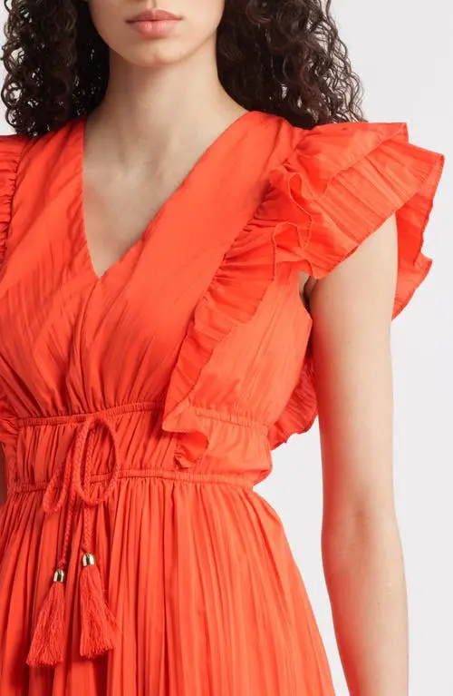Eliza J Ruffle Trim Pleat Dress In Red - 75% Off | Editorialist