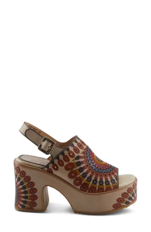 SPRING STEP SHOES Stevienix Platform Sandal - Beige Multi
