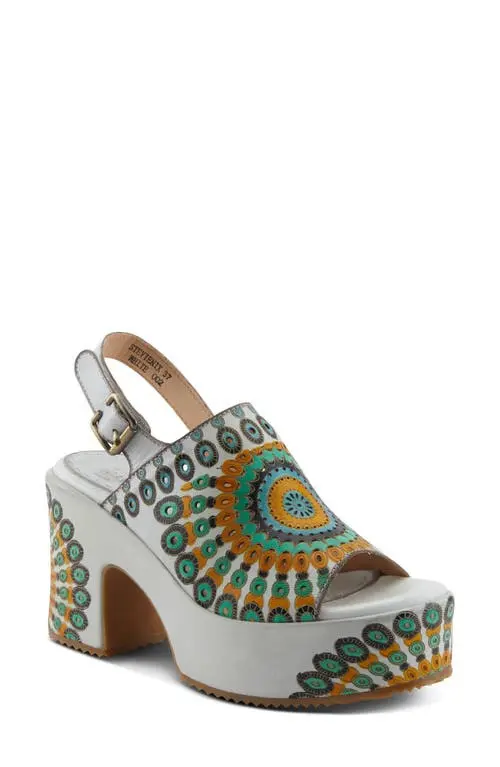SPRING STEP SHOES Stevienix Platform Sandal - White Multi