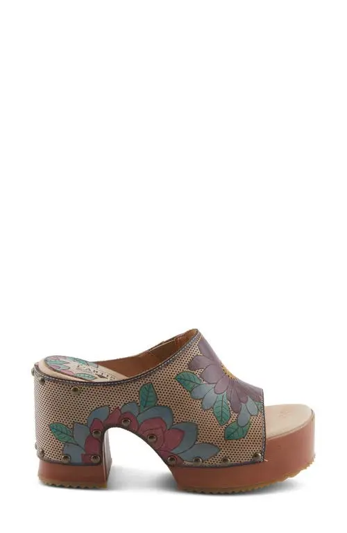 SPRING STEP SHOES Platform Slide Sandal - Beige Multi