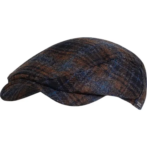 WIGENS Tartan Wool Ivy Cap - Navy