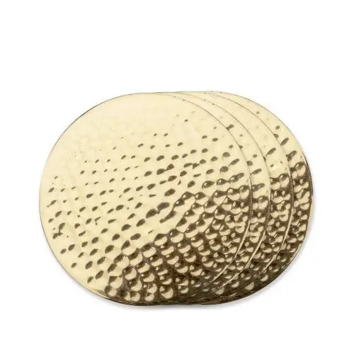 VISKI Hammered Coasters In Brass Set Of 4 - Gold