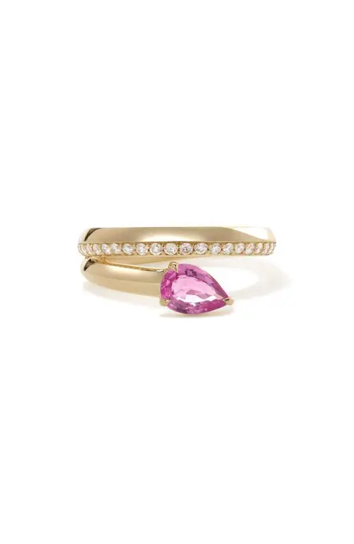 VALANI ATELIER Elegance Diamond Pavé & Pink Sapphire Coil Ring - 14k Yellow Gold