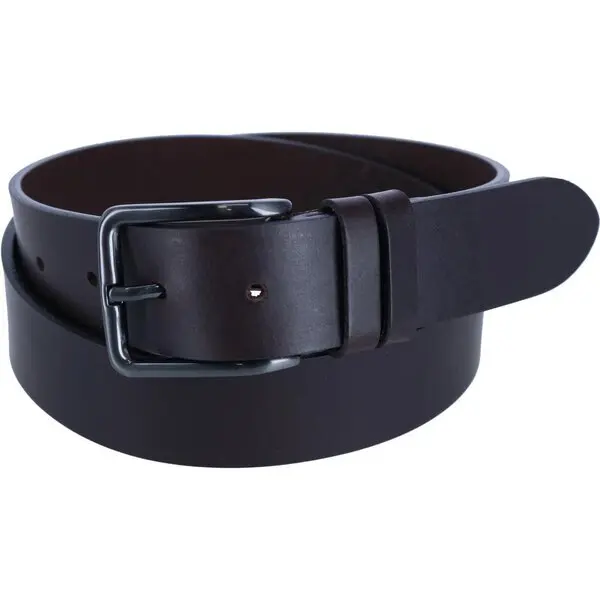 IBEX ENGLAND Casual Belt With Double Loop Keeper - Dark Brown