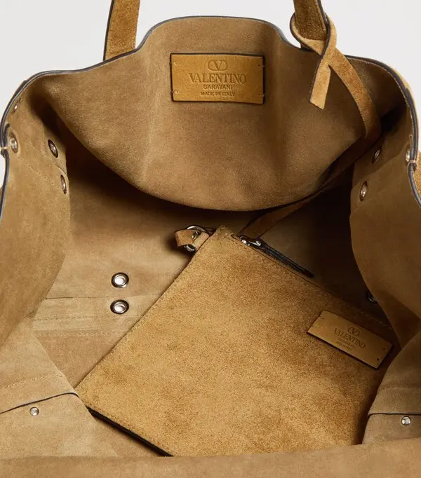 Valentino Garavani Suede Nellcôte Tote - Brown