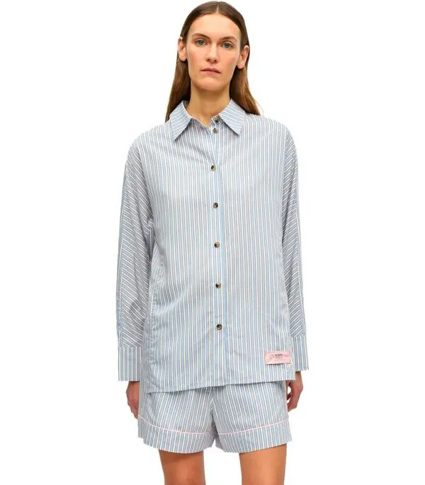 GANNI Striped Chambray Shirt