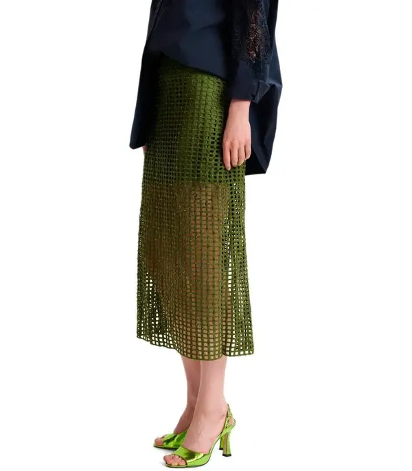 Essentiel Antwerp Khaki Midi Skirt