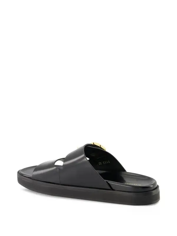 Givenchy Logo-plaque Leather Slides - Black