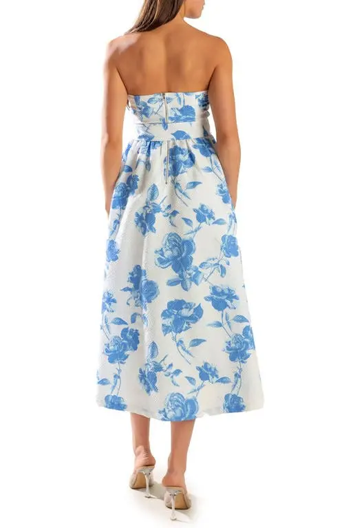 FREEMARKET Floral Strapless Midi Dress