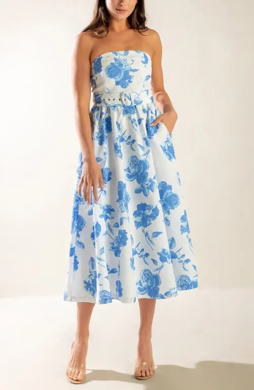 FREEMARKET Floral Strapless Midi Dress