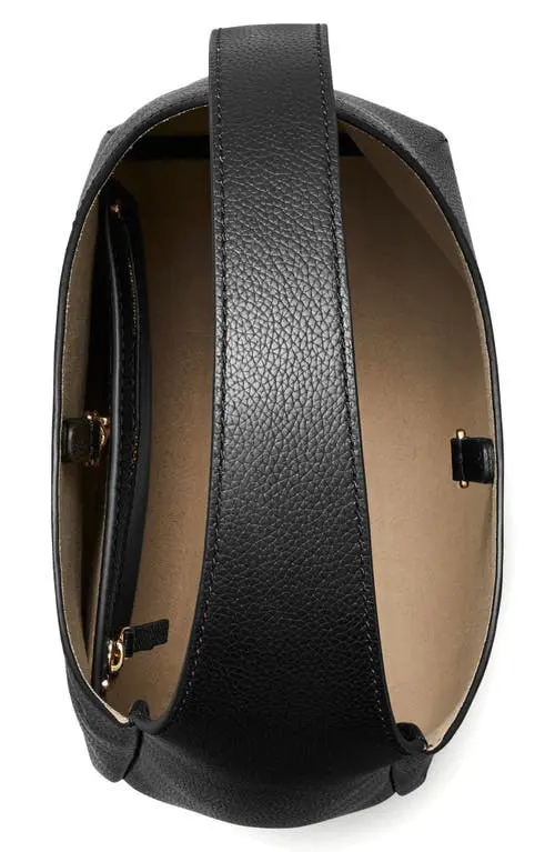 Tory Burch Small Romy Pebble Leather Hobo Bag - Black