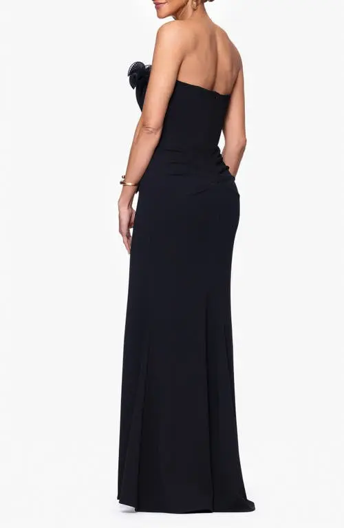 XSCAPE EVENINGS Ruffle Detail Strapless Scuba Crepe Sheath Gown
