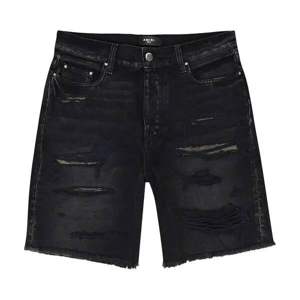 Amiri Camo Patch Denim Shorts