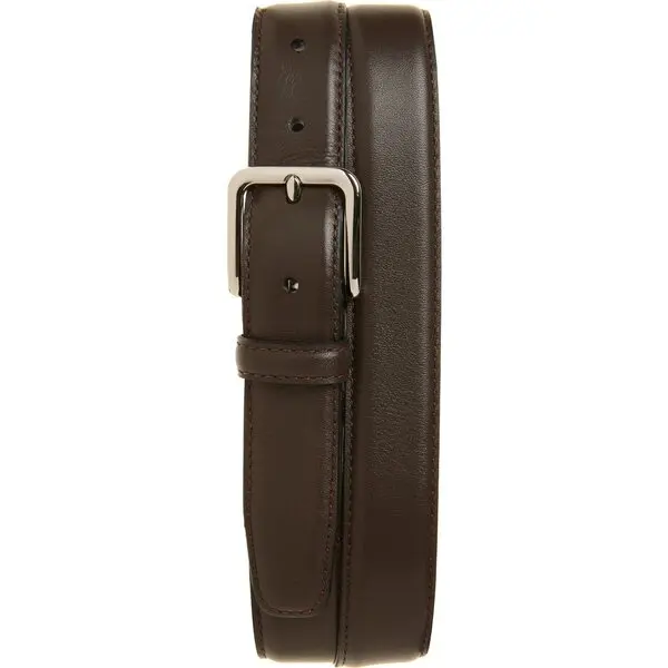 Vince Topstitch Leather Belt - Cacao Brown