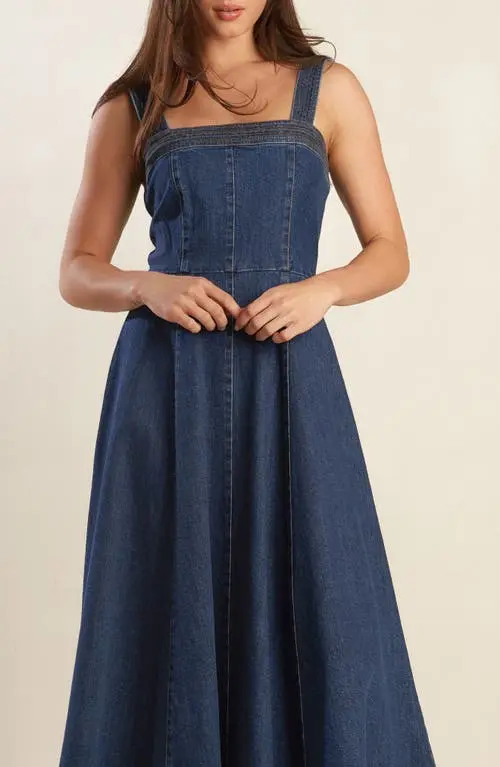 Freemarket Sleeveless Fit & Flare Midi Dress - Denim | Editorialist