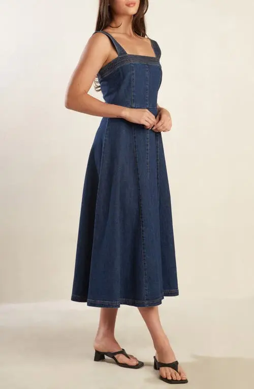 Freemarket Sleeveless Fit & Flare Midi Dress - Denim | Editorialist
