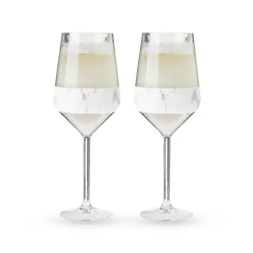 HOST Stemmed Wine Freeze Cooling Cup Set Of 2 - Marble