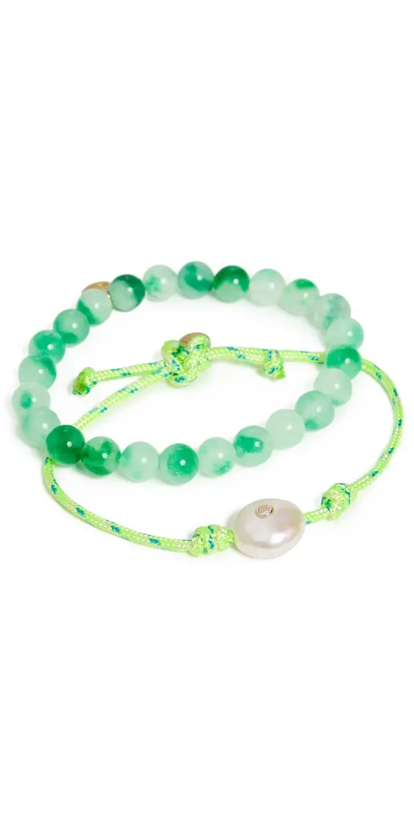 Maison Irem Beaded Bracelet Set - Green