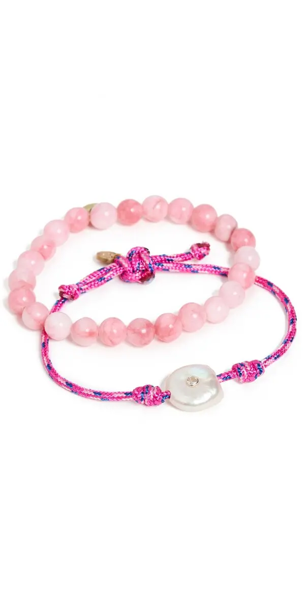 Maison Irem Beaded Bracelet Set - Pink