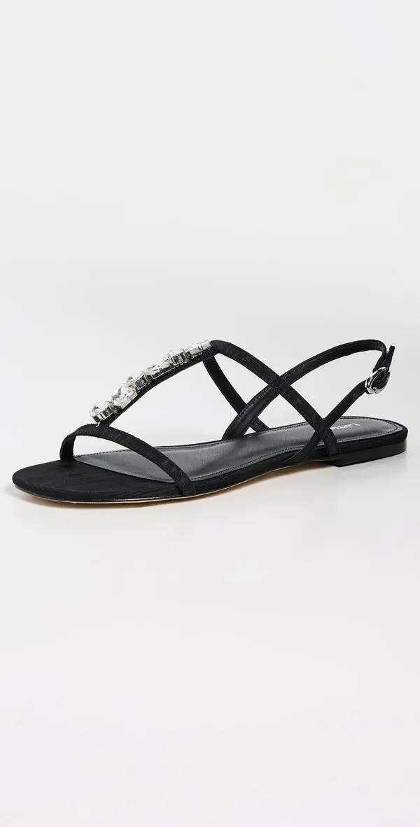 Larroude Calypso Flat Sandals - Black