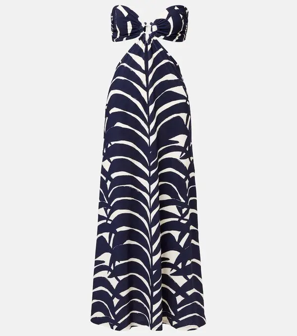 Johanna Ortiz Ocean Layers Cutout Maxi Dress - Blue