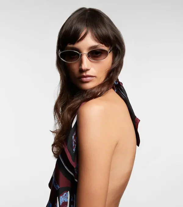 Bottega Veneta Sardine Oval Sunglasses - Silver