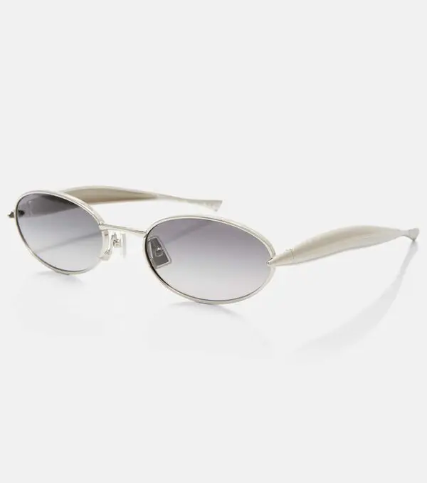 Bottega Veneta Sardine Oval Sunglasses - Silver