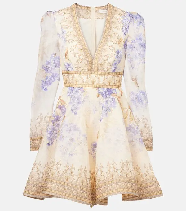 Zimmermann Dawning Plunge Printed Minidress