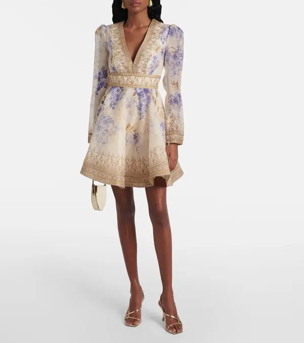 Zimmermann Dawning Plunge Printed Minidress