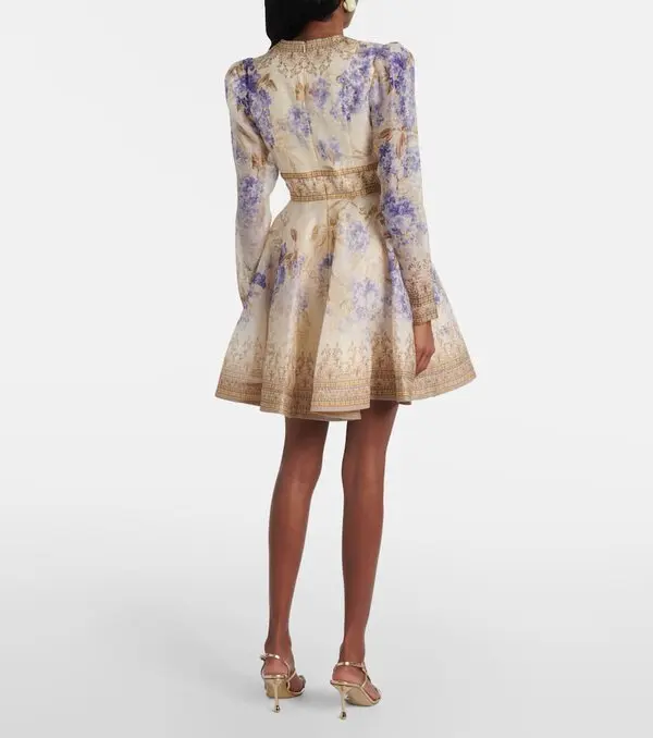 Zimmermann Dawning Plunge Printed Minidress