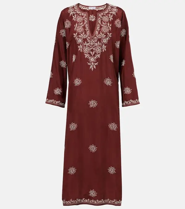 JULIET DUNN Floral Embroidered Tunic - Brown