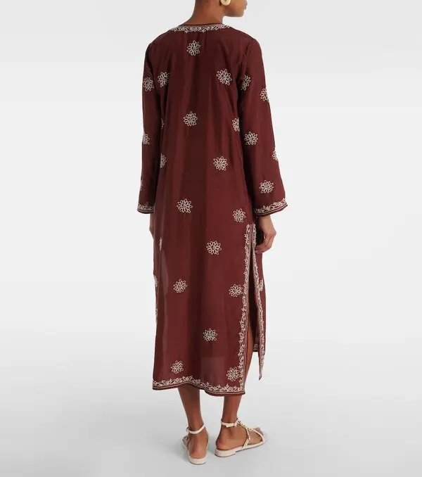 JULIET DUNN Floral Embroidered Tunic - Brown