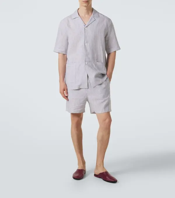 Zegna Striped Linen Pajamas - Grey