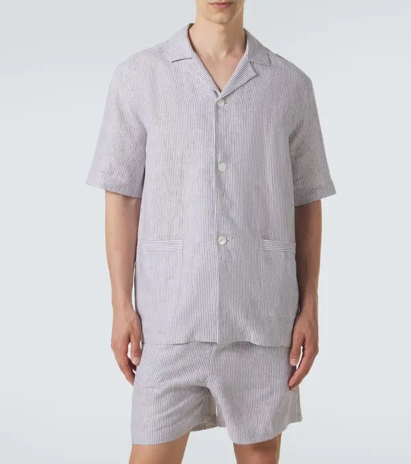 Zegna Striped Linen Pajamas - Grey