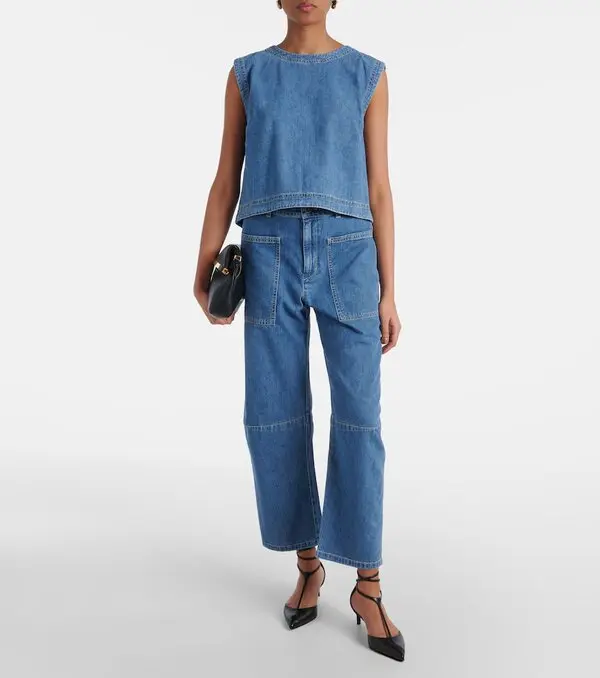 Velvet By Graham & Spencer Farah Cropped Barrel-leg Jeans - Blue