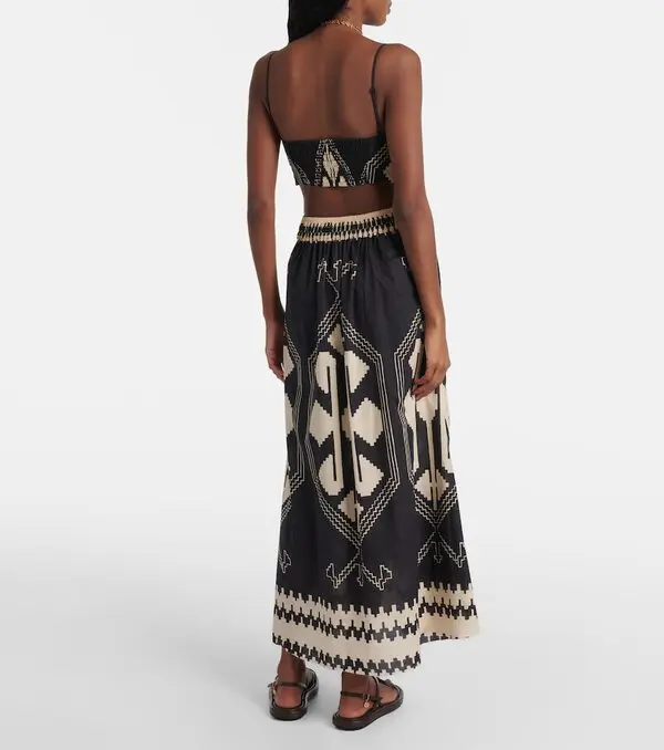 Johanna Ortiz Printed Cotton Bra Top
